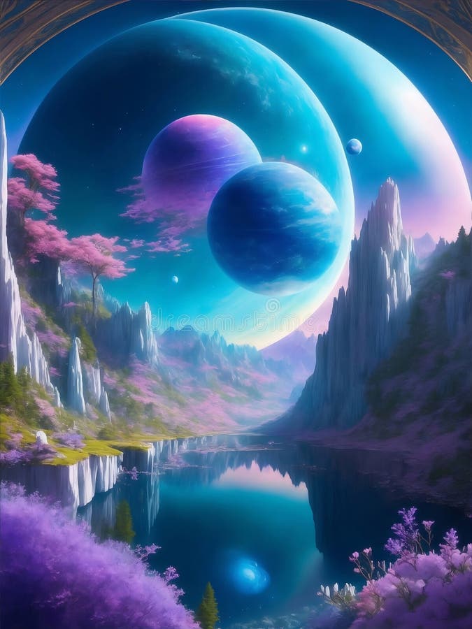The Fantasy Magical Outer Space, Generative AI Illustration Stock ...