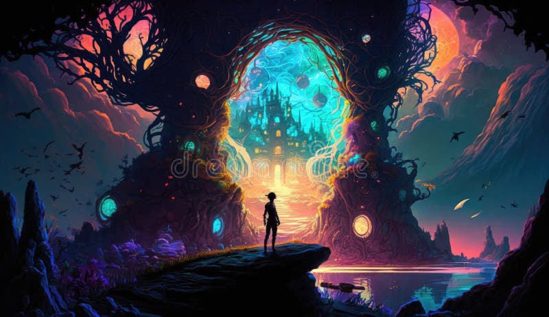 Fantasy Magical World.. Generative AI Stock Illustration - Illustration ...