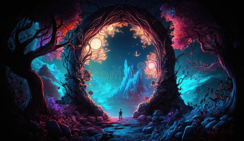Fantasy Magical World.. Generative AI Stock Illustration - Illustration ...