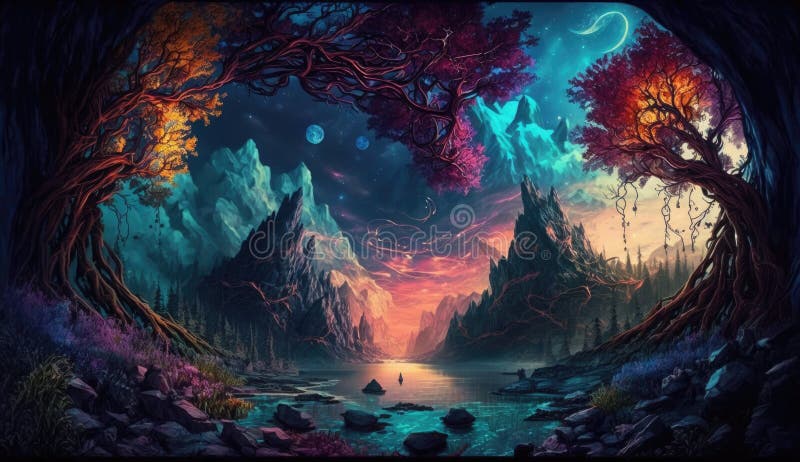 Fantasy Magical World.. Generative AI Stock Illustration - Illustration ...