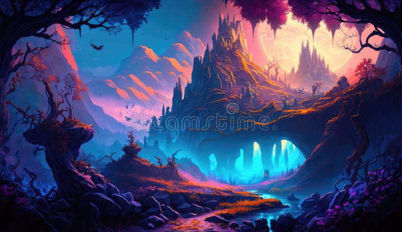 Fantasy Magical World.. Generative AI Stock Illustration - Illustration ...