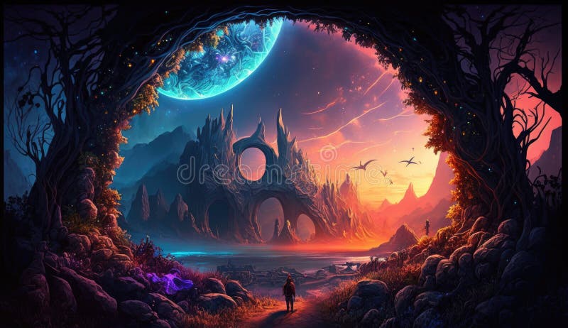 Fantasy Magical World.. Generative AI Stock Illustration - Illustration ...