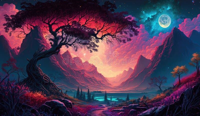 Fantasy Magical World.. Generative AI Stock Illustration - Illustration ...