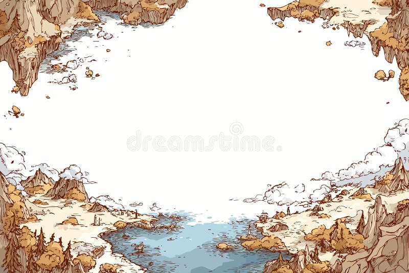 Fantasy Map with Ancient Carvings As Decorative Borde Border Isolated Stock Vector ...