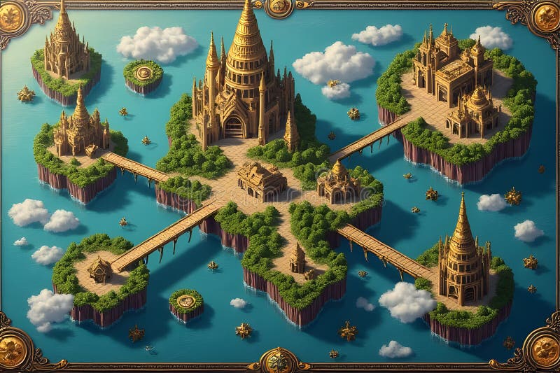 A Fantasy Map of Floating Sky Islands Interconnected by Airship Routes ...