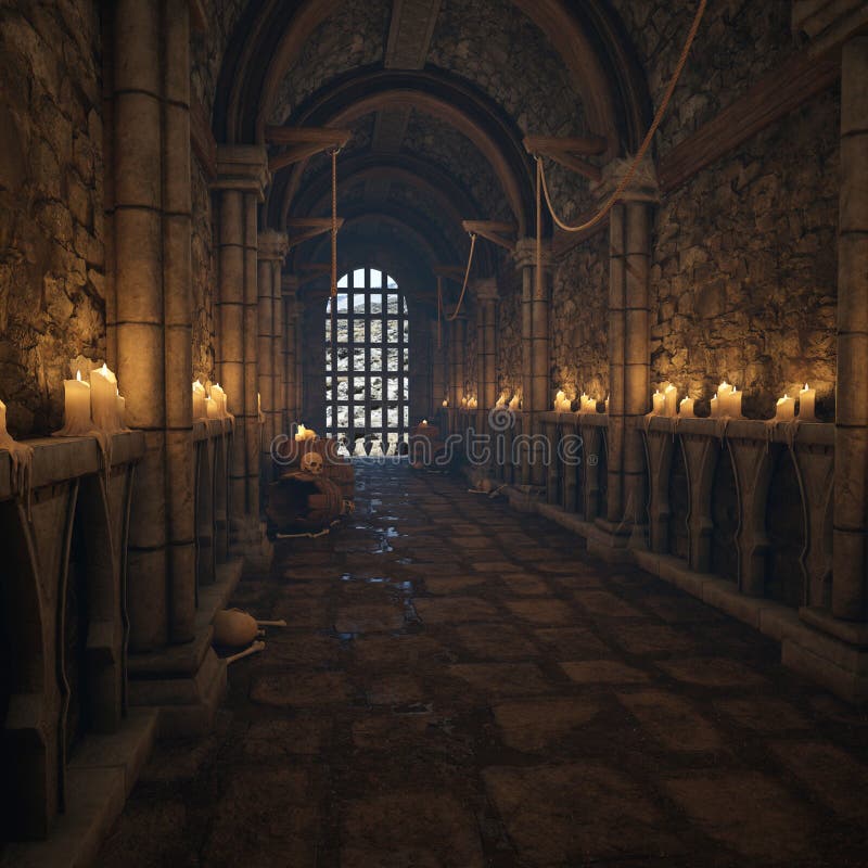 Fantasy Medieval Dungeon Architecture Construction 3d Illustration ...