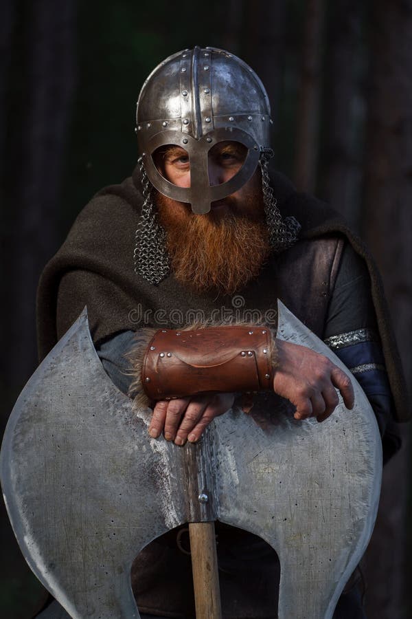 Fantasy Medieval Red-haired Gnome Warrior with Beard with Huge Ax ...