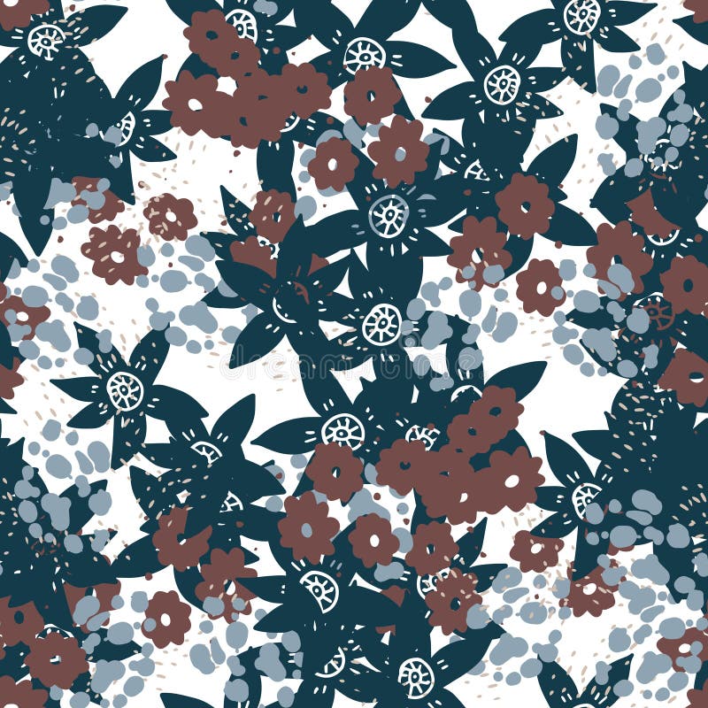 Fantasy Messy Freehand Doodle Floral Shapes Seamless Pattern. Infinity ...