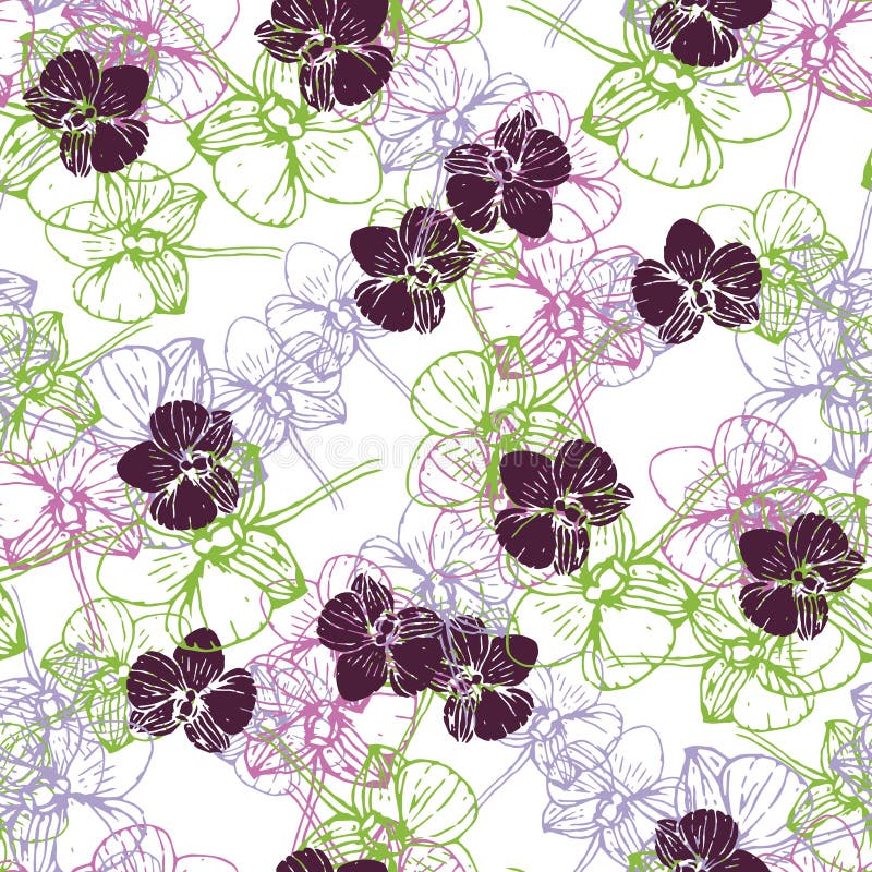 Fantasy Messy Freehand Doodle Flowers Seamless Pattern. Infinity Ditsy ...