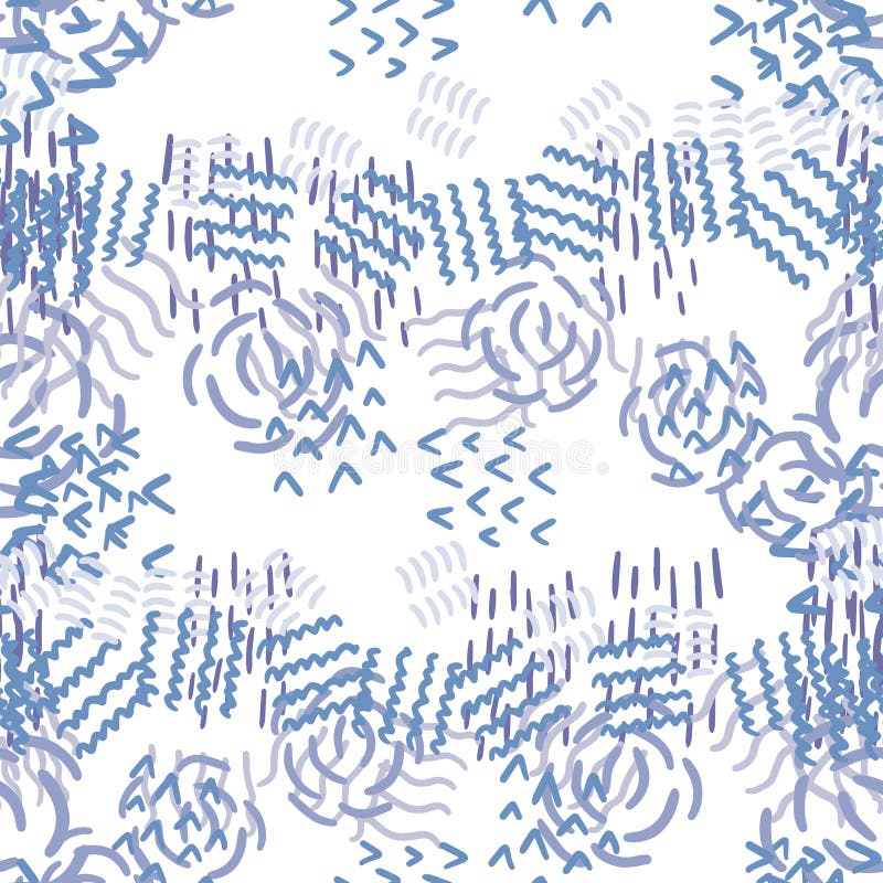 Fantasy Messy Freehand Doodle Geometric Shapes Seamless Pattern ...
