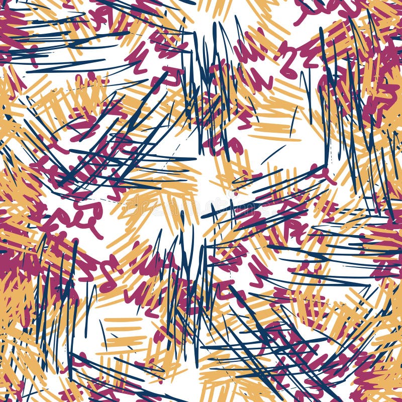 Fantasy Messy Freehand Doodle Geometric Shapes Seamless Pattern ...