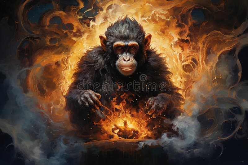 Fantasy of Monkey with the Four Element Patterns., Wildlife Animals ...