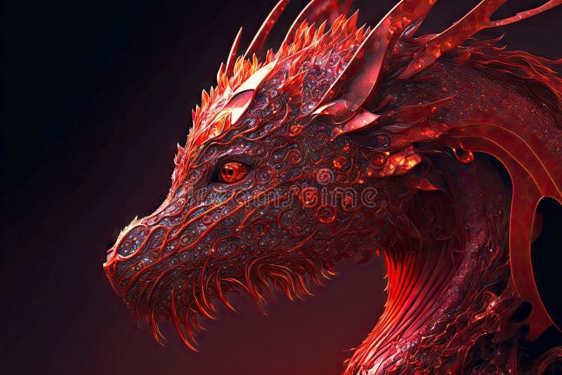 Fantasy Monster with Dangerous Mystical Look in Form of Red Dragons ...