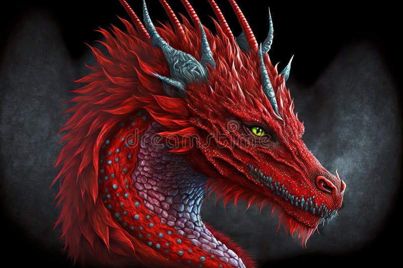 Fantasy Monster with Dangerous Mystical Look in Form of Red Dragons ...