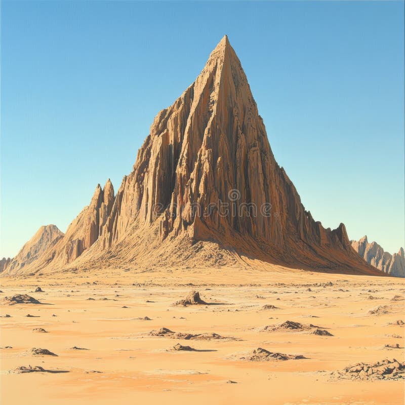 Fantasy Mountain Landscape. 3D Rendering. Vector Illustration Stock ...