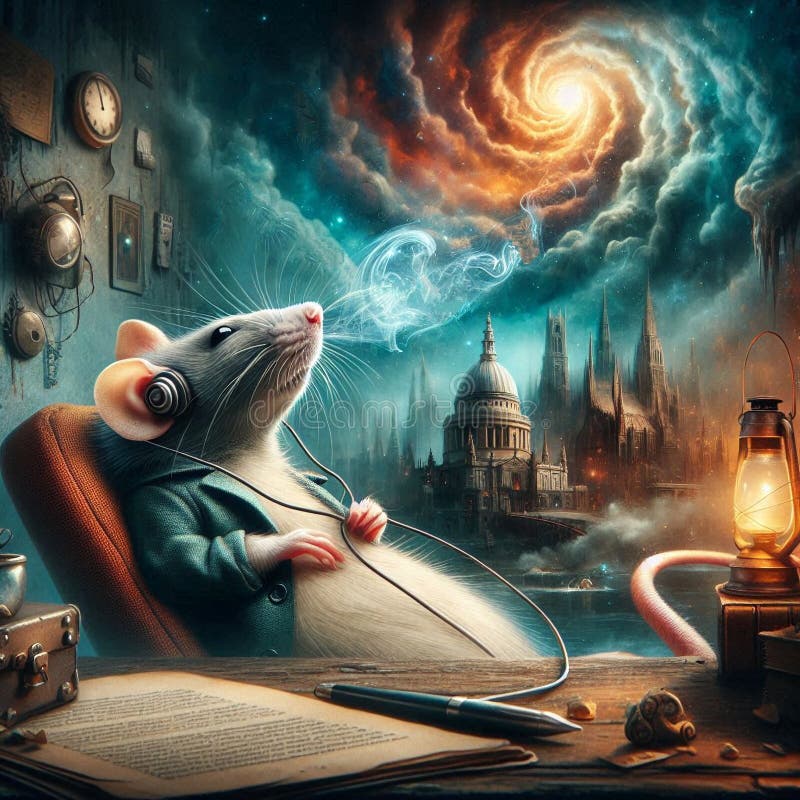 Fantasy Mouse Enjoying Music Stock Photo - Image of mystical, unique ...