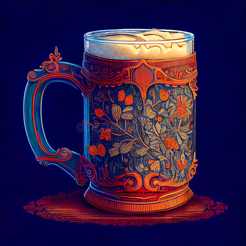 Fantasy Mug of Beer, Winter Evening, Generative Ai Illustration Stock ...