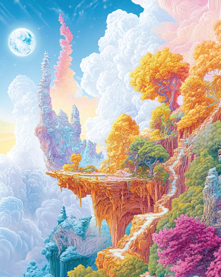 Fantasy Multicolor Panel Illustrations, a Surreal Comic Book Layout ...