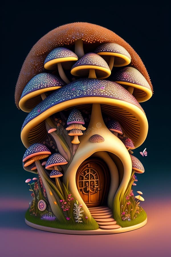 Fantasy Mushroom House stock illustration. Illustration of organ ...