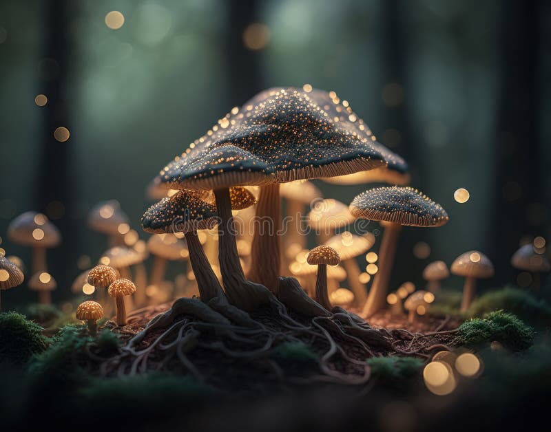 Fantasy Mushroom Landscape in the Forest Created with Generative AI ...