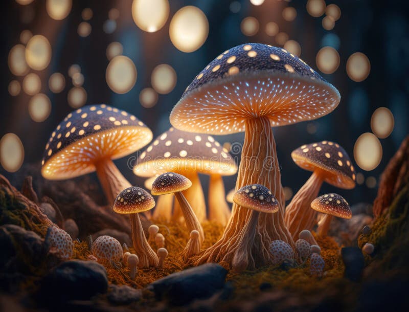 Fantasy Mushroom Landscape in the Forest Created with Generative AI ...