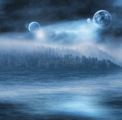 Fantasy Ocean stock illustration. Illustration of peaceful - 25307898