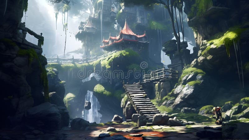 Fantasy onward environment stock image. Image of waterway - 299603509