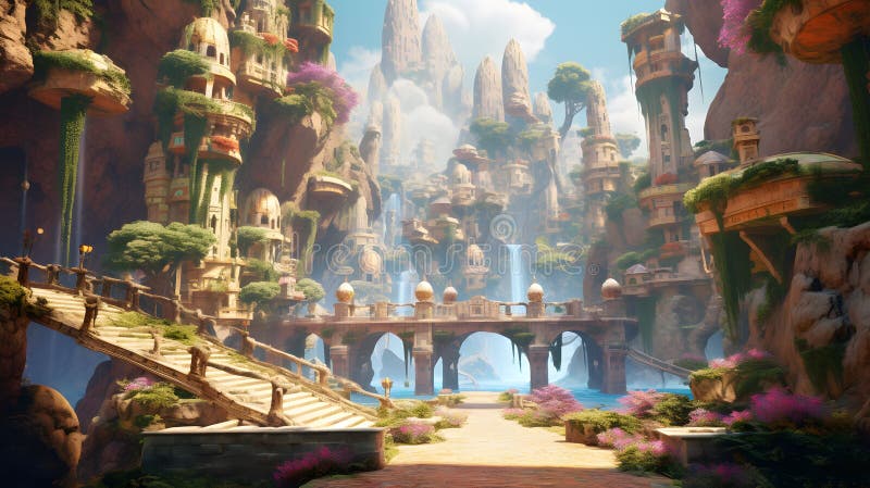 Fantasy onward environment stock illustration. Illustration of ...