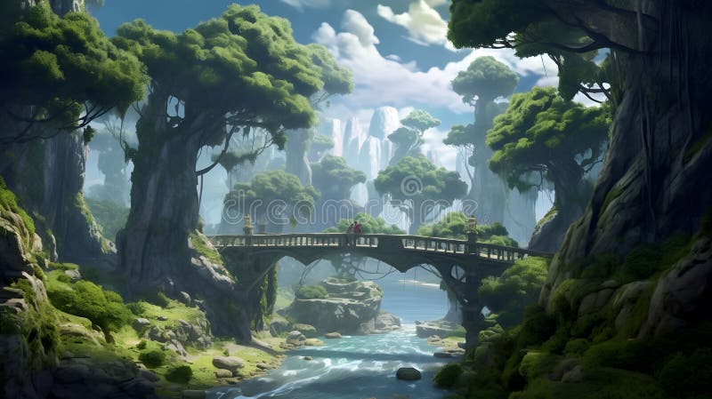 Fantasy onward environment stock illustration. Illustration of evening ...