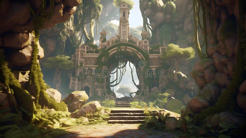 Fantasy onward environment stock illustration. Illustration of fabtasy ...