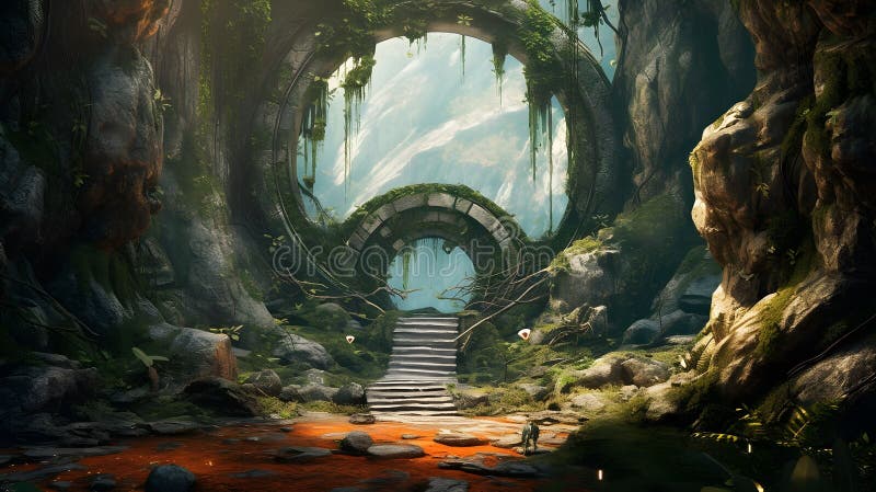 Fantasy onward environment stock illustration. Illustration of tower ...