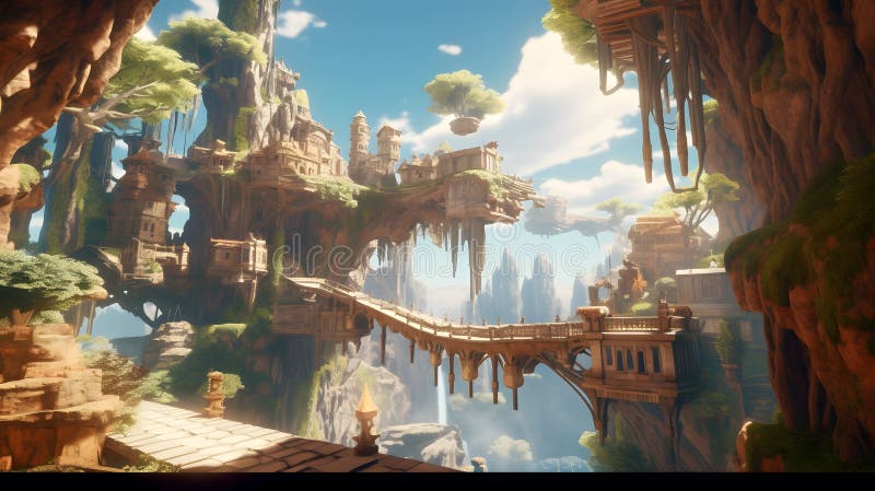 Fantasy onward environment stock illustration. Illustration of painting ...