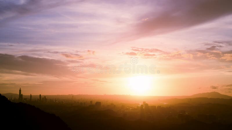 Fantasy Orange Sky at Dusk. the Complete Sunset Process Stock Video ...