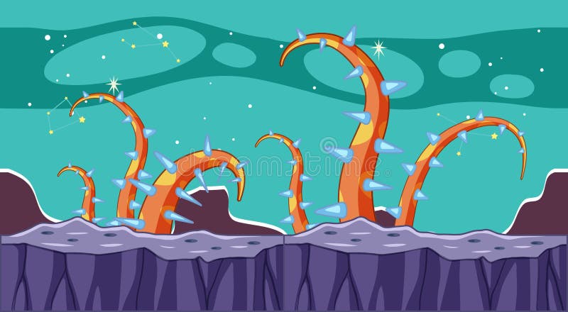 Fantasy Outer Space Scene in Cartoon Style Stock Vector - Illustration ...