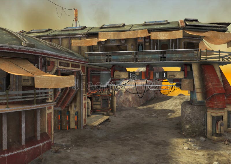 Science fiction outpost stock illustration. Illustration of space ...