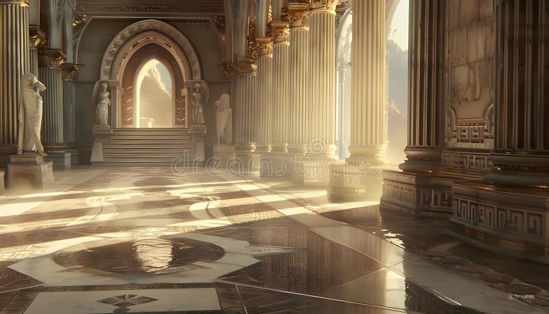 Fantasy Palace Hall in Medieval Stock Illustration - Illustration of ...