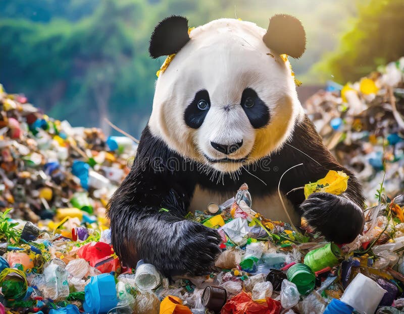 Fantasy Panda Made of Plastic and Other Waste in a Garbage Dump ...