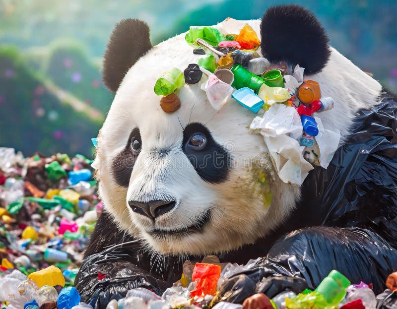 Fantasy Panda Made of Plastic and Other Waste in a Garbage Dump ...