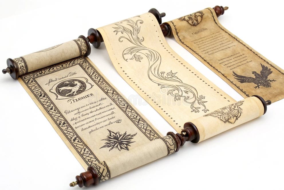 Fantasy Paper or Parchment Scroll Banners Set Isolated on White Stock ...
