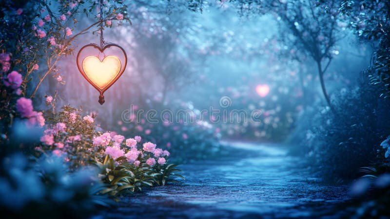 In the Fantasy Park Scene, a Love Lamp is Suspended from a Tree Stock ...