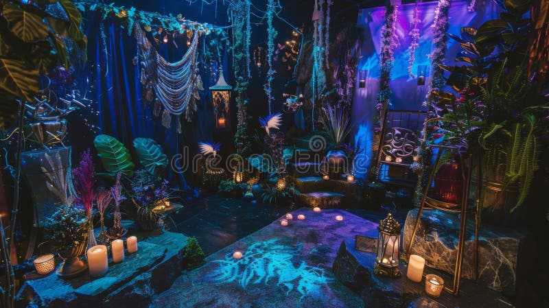 Fantasy Party Setting Featuring Surreal Decorations and Magical ...