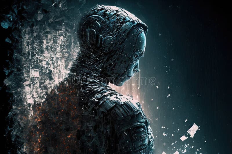 Fantasy Passage of Disintegrating into Binary of Dark Abstract ...