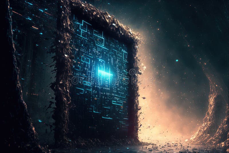 Fantasy Passage of Disintegrating into Binary of Dark Abstract ...