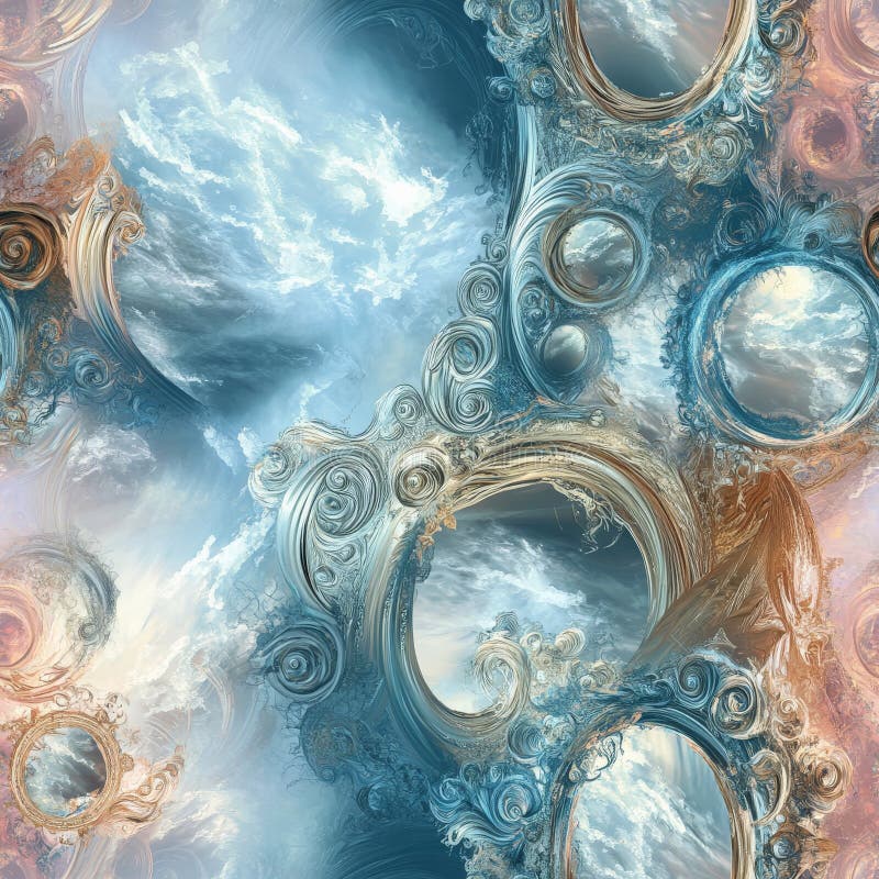 A Fantasy Pattern of Enchanted Mirrors Reflecting Different Magical ...