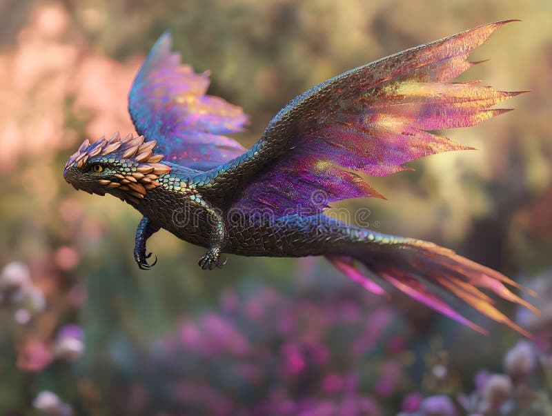 Fantasy Phoenix, Purple and Pink Plumage, Wings Outstretched, Mythical ...