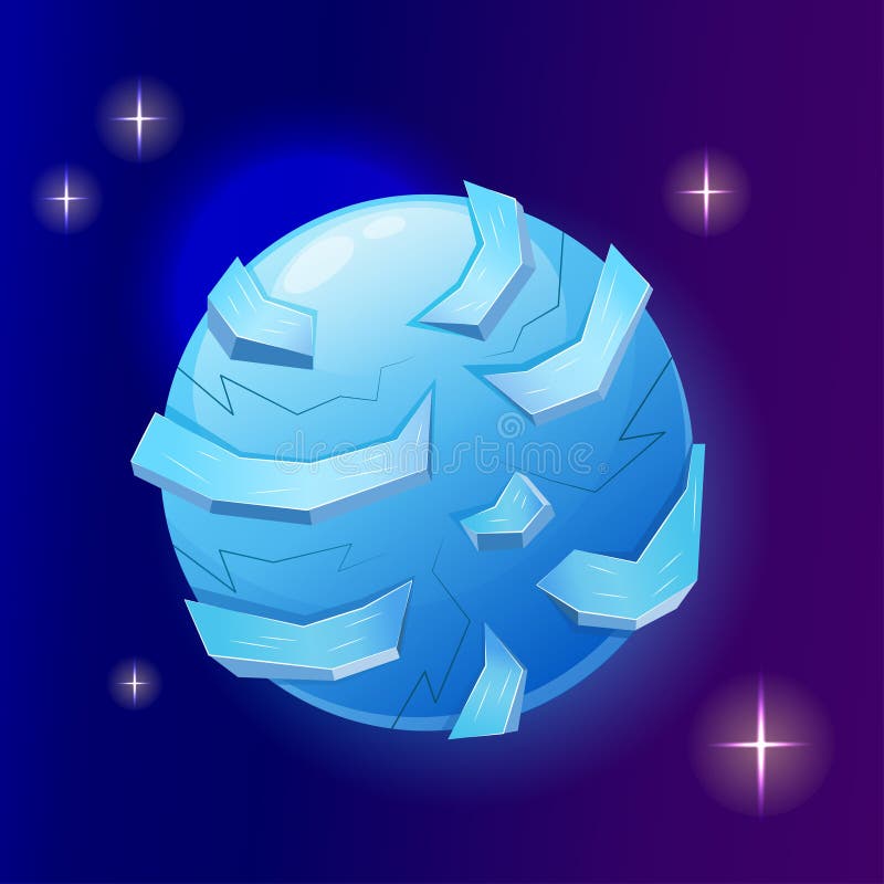 Fantasy Planet Ice Cartoon with Ice Blocks. Blue Magic Snow Round ...