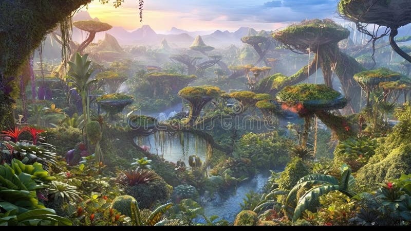 Fantasy Planet Landscape Illustration Stock Illustration - Illustration ...