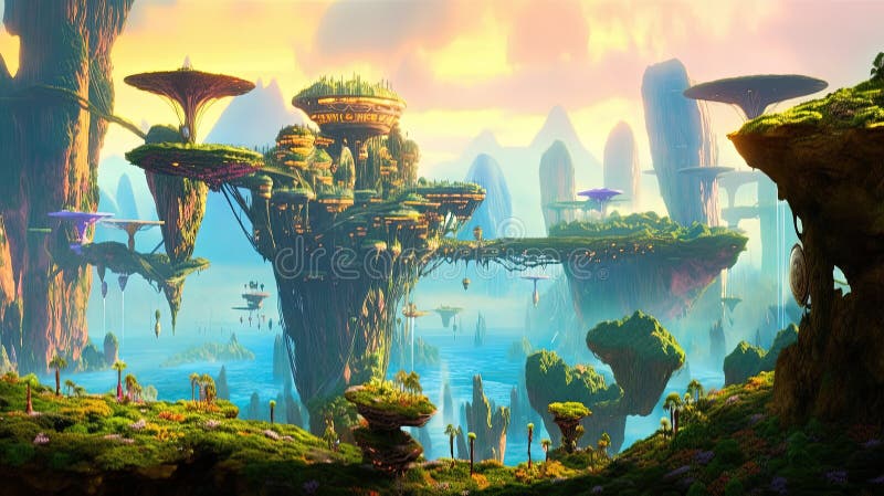 Fantasy Planet Landscape Illustration Stock Illustration - Illustration ...