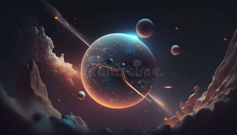Fantasy Planet in Space. 3d Rendering, 3d Illustration Stock ...