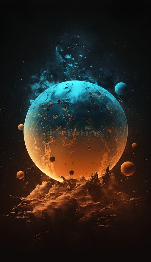 Fantasy Planet in Space with Stars and Planets, 3d Illustration Stock ...